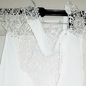 The Vintage Shop | Dresses | Pure White Dress With Lace Top Flare ...